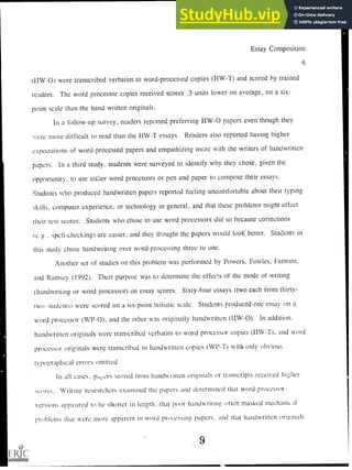 A Comparison Of Word Processed And Handwritten Essays From A ...