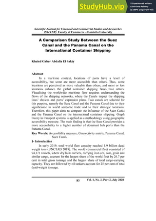 A Comparison Study Between The Suez Canal And The Panama Canal On The ...