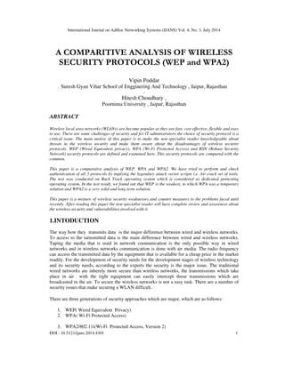 A comparitive analysis of wireless security protocols (wep and wpa2) | PDF