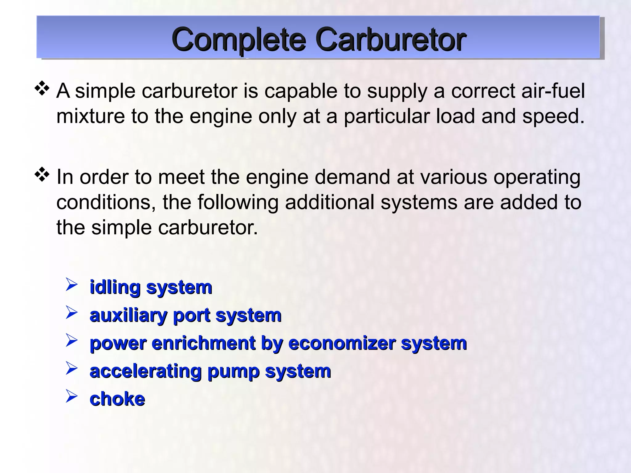 A complete carburetor | PPT
