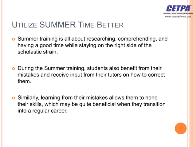 A complete guide for Summer Training | PPT