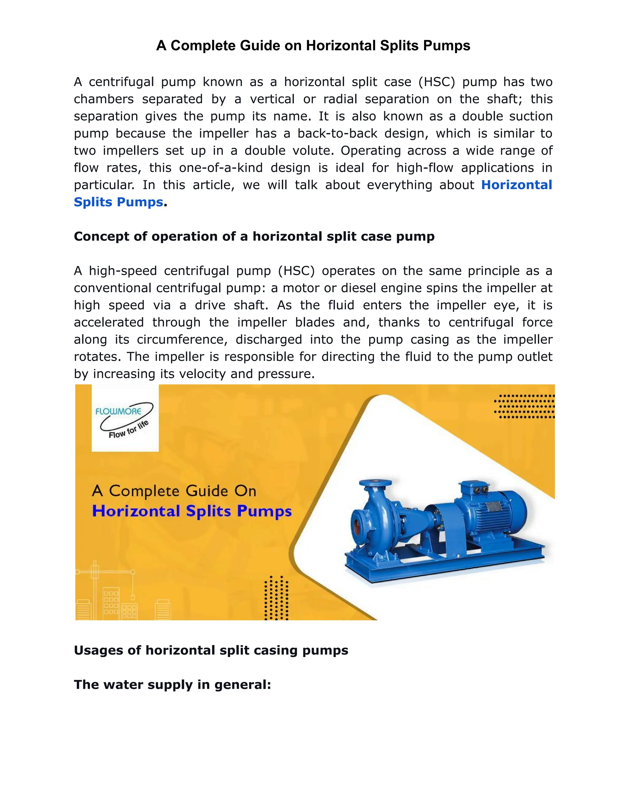 A Complete Guide on Horizontal Splits Pumps | PDF