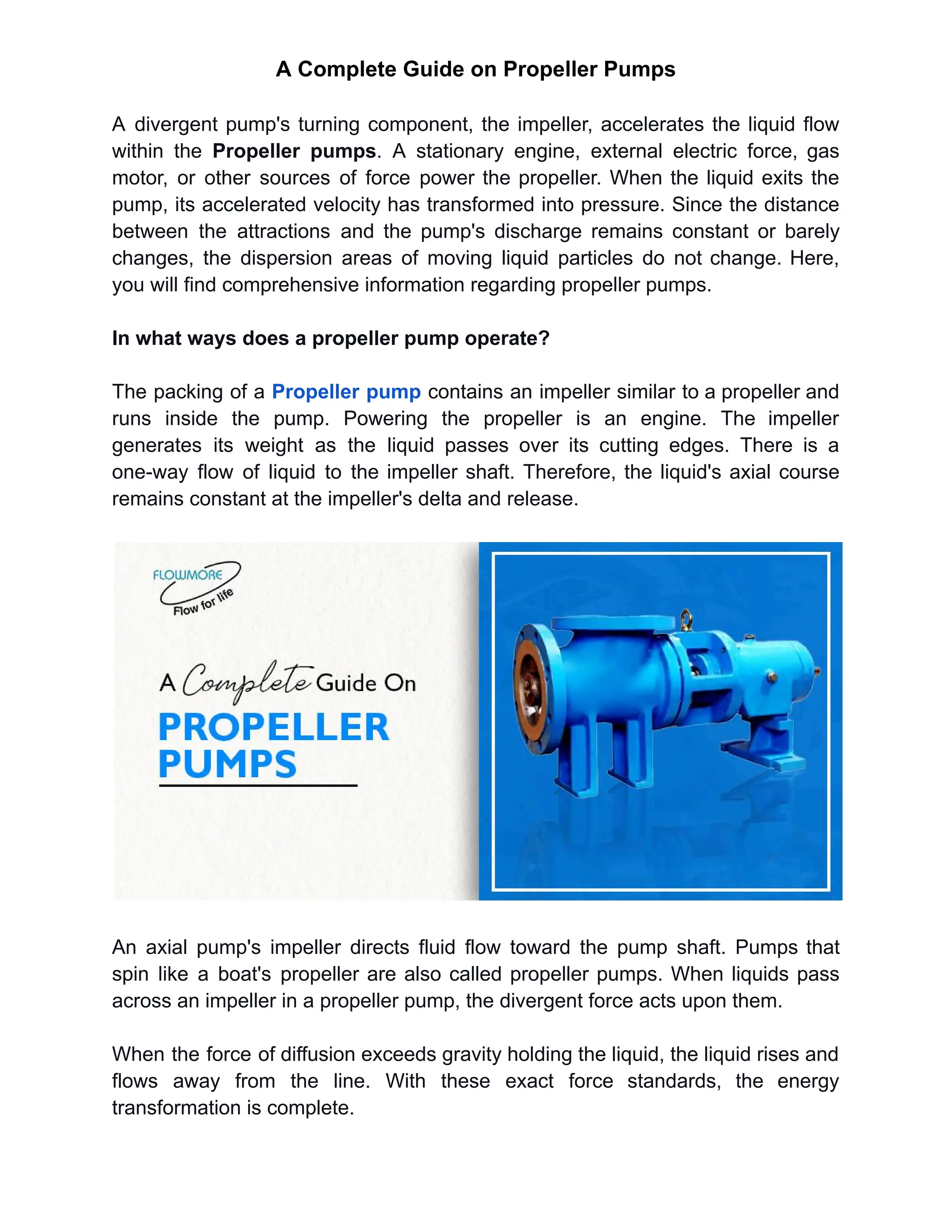 A Complete Guide on Propeller Pumps | PDF