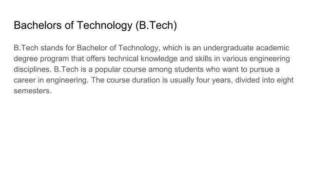 A complete guide to Btech courses | PPT