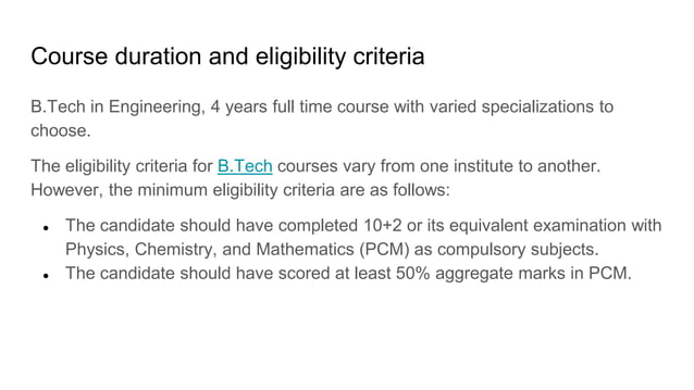 A complete guide to Btech courses | PPT