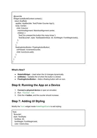 A Complete Guide to Building Your First App with Flutter | PDF