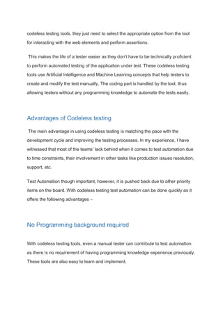 A Complete Guide to Codeless Testing.pdf | Web Development | Internet
