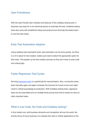 A Complete Guide to Codeless Testing.pdf | Web Development | Internet