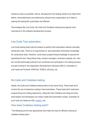 A Complete Guide to Codeless Testing.pdf | Web Development | Internet