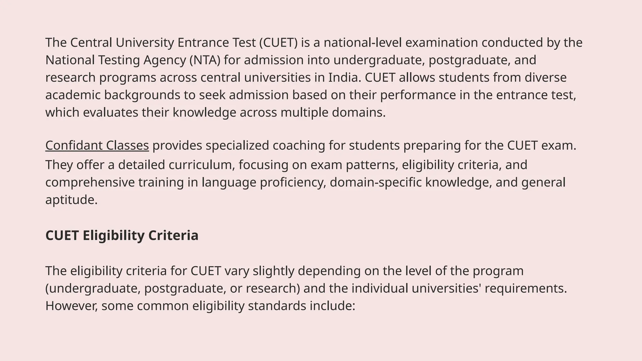 A Complete Guide to CUET: Eligibility Criteria, Exam Pattern, and ...