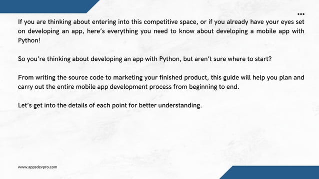 A Complete Guide To Develop An App Using Python | PDF
