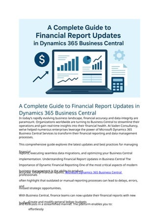 A Complete Guide to Financial Report Updates in Dynamics 365 Business ...