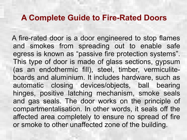 A Complete Guide to Fire-Rated Doors | PPT | Home Security | Home & Garden