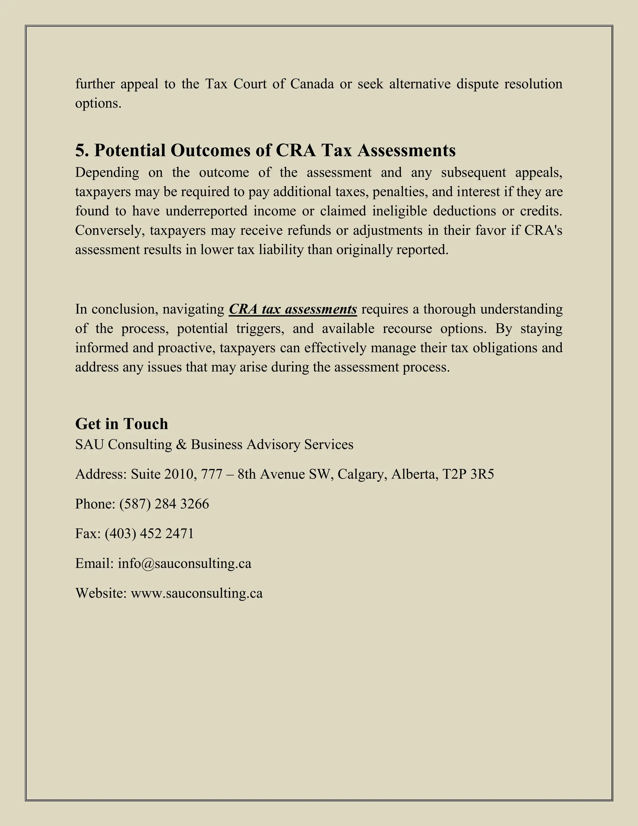 A Complete Guide to Handling CRA Tax Assessments | DOCX
