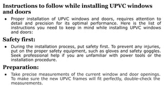 A Complete Guide to Installing UPVC Windows and Doors | PDF