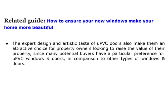 A Complete Guide to Installing UPVC Windows and Doors | PDF