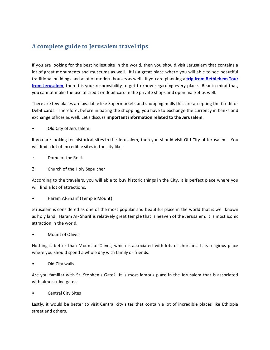 A complete guide to jerusalem travel tips
