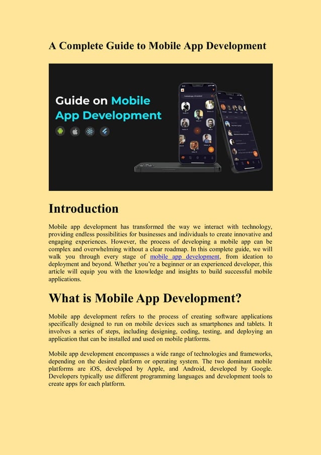 Complete Guide to Mobile App Development | PDF