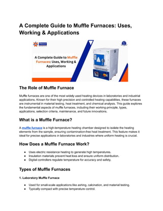 A Complete Guide to Muffle Furnaces Uses Working & Applications | PDF