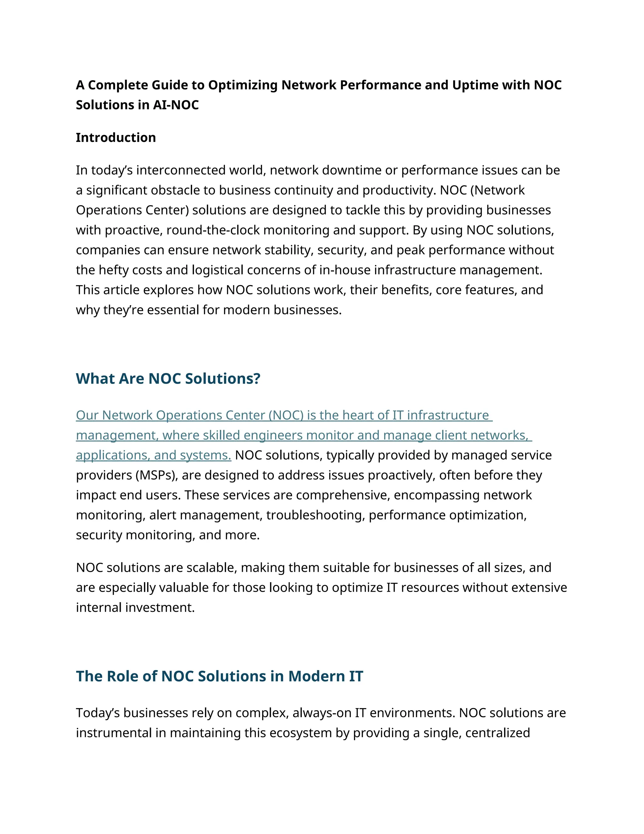A Complete Guide to Optimizing Network Performance and Uptime with NOC ...