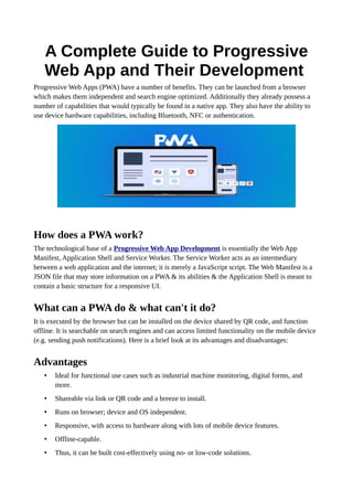 A Complete Guide to Progressive Web App and Their Development | PDF