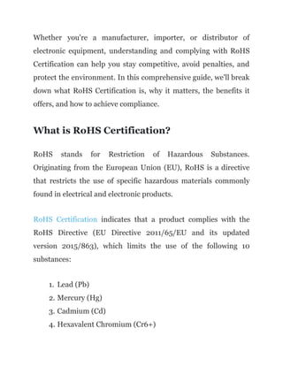 A Complete Guide to RoHS Certification_ Ensuring Compliance and ...