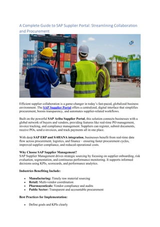 A Complete Guide to SAP Supplier Portal Streamlining Collaboration and ...