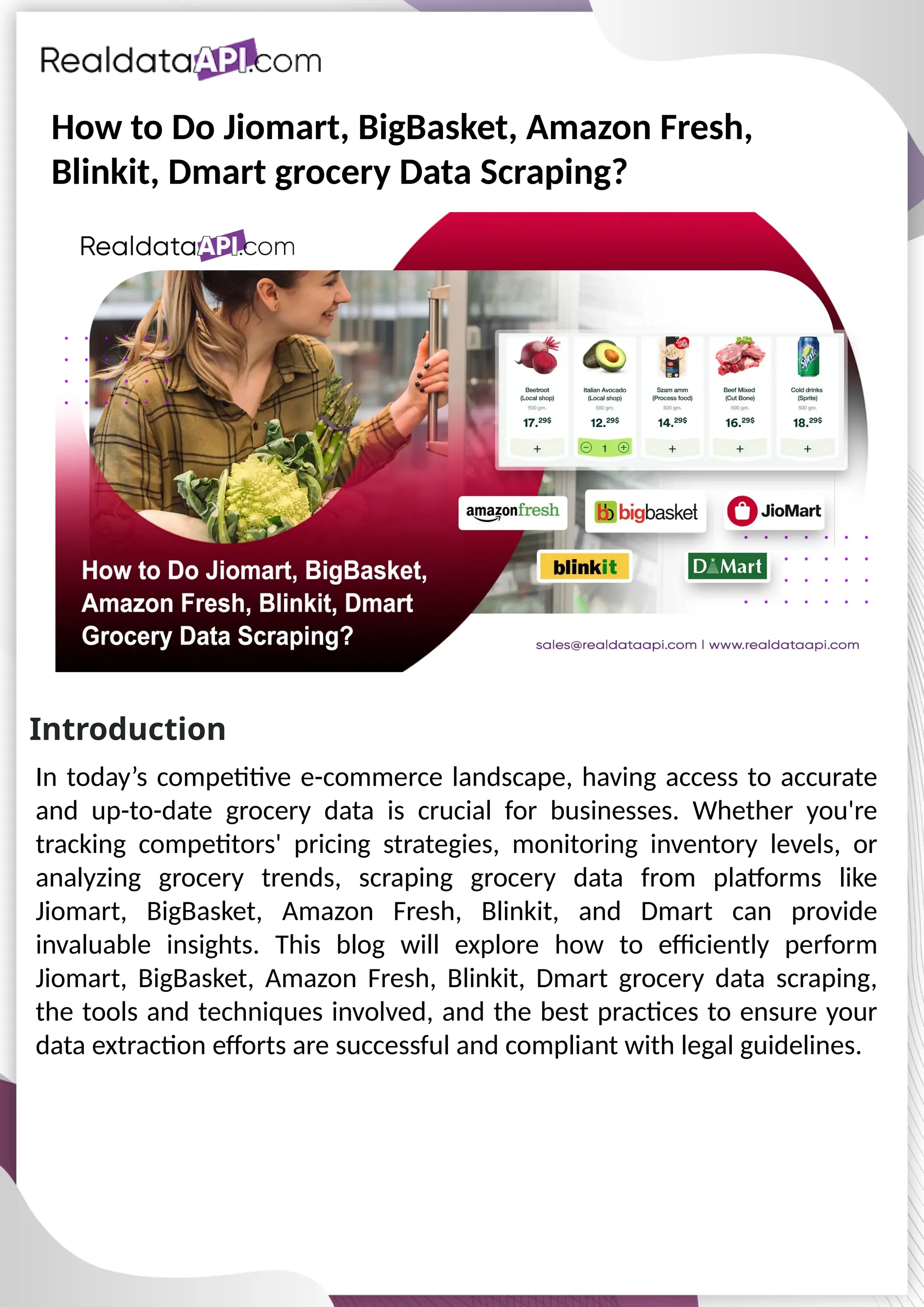 Scraping Grocery Data from Jiomart, BigBasket, Amazon Fresh, Blinkit & Dmart | PDF