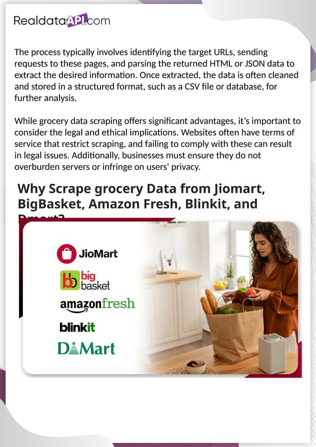 Scraping Grocery Data from Jiomart, BigBasket, Amazon Fresh, Blinkit & Dmart | PDF