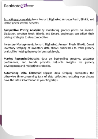 Scraping Grocery Data from Jiomart, BigBasket, Amazon Fresh, Blinkit ...