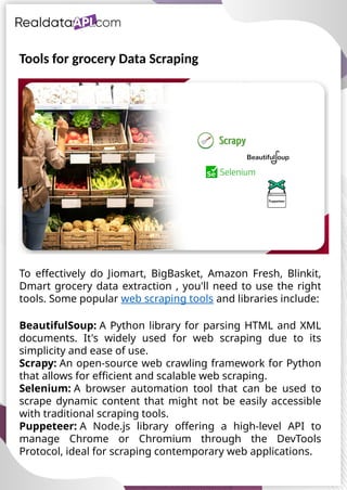 Scraping Grocery Data from Jiomart, BigBasket, Amazon Fresh, Blinkit & Dmart | PDF