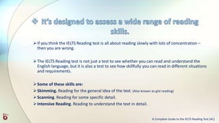 A Complete Guide to the IELTS Reading Test- AC | PPTX