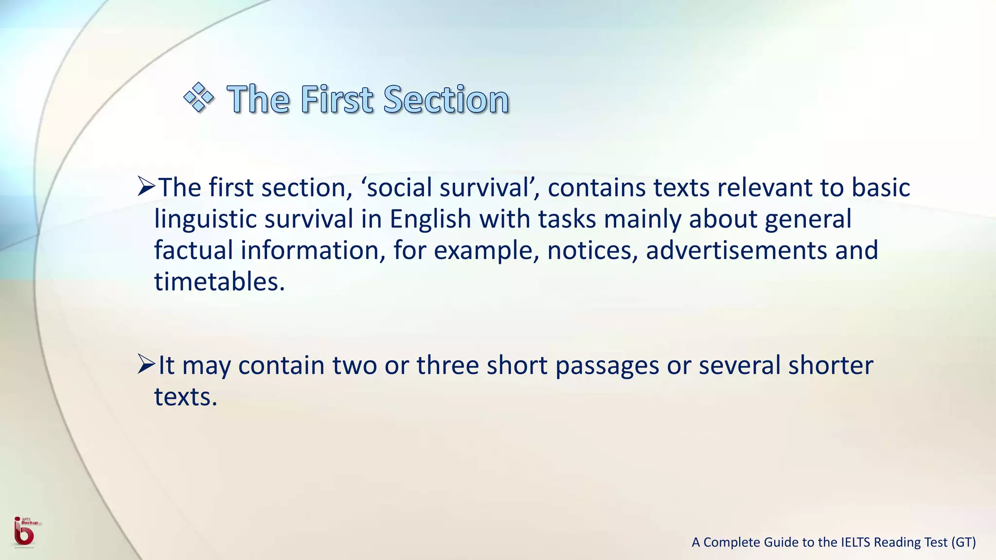A Complete Guide to the IELTS Reading Test- GT | PPTX