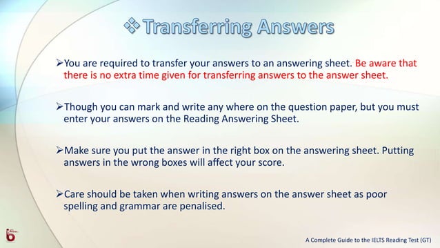 A Complete Guide to the IELTS Reading Test- GT | PPTX | Standardized ...