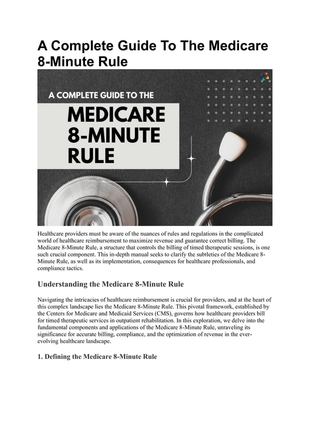 A Complete Guide To The Medicare 8-Minute Rule | PDF | Physical Therapy | Wellness