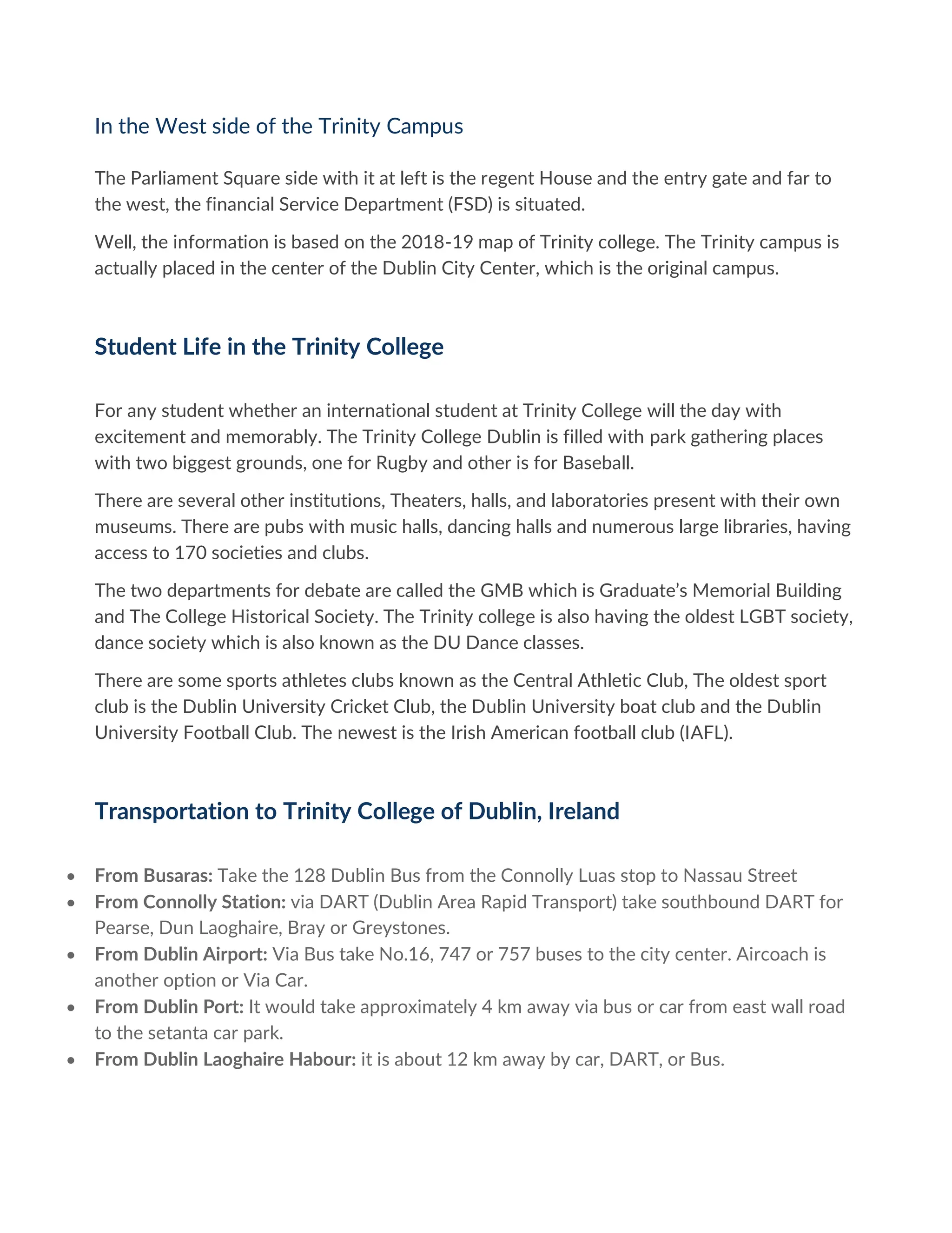 A Comprehensive Guide to Dublin's Trinity College | PDF