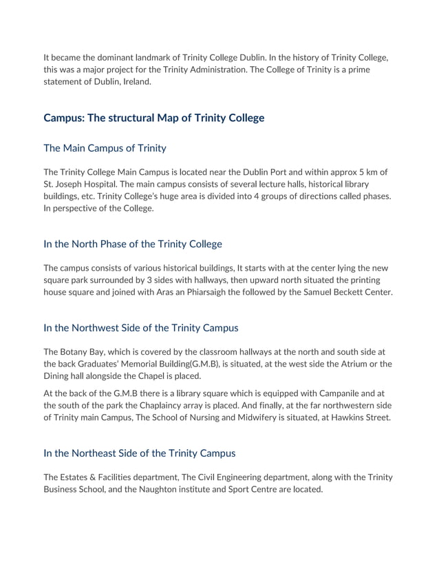 A Comprehensive Guide to Dublin's Trinity College | PDF | Rail Travel | Travel Type