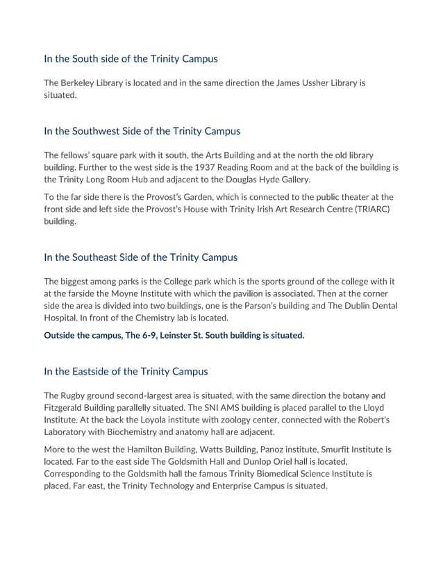 A Comprehensive Guide to Dublin's Trinity College | PDF | Rail Travel | Travel Type