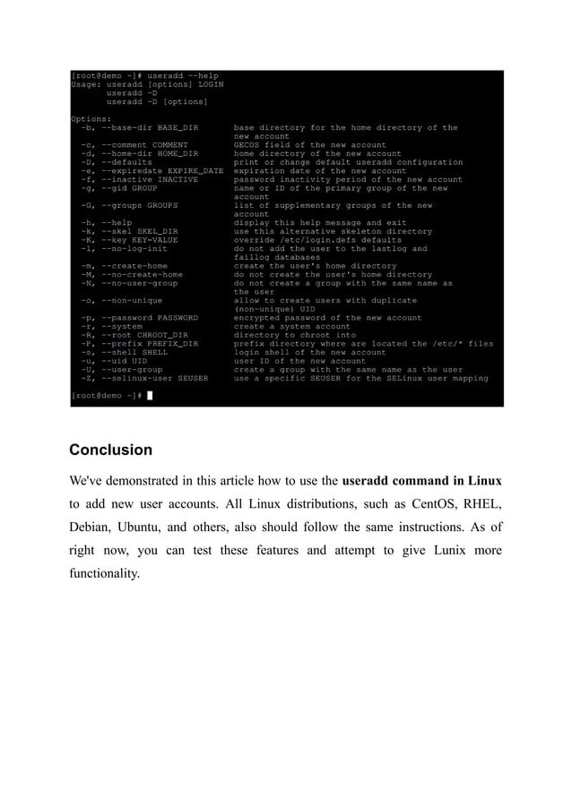 A Complete Guide To “useradd” Command In Linux With Examples Hostbillo Pdf