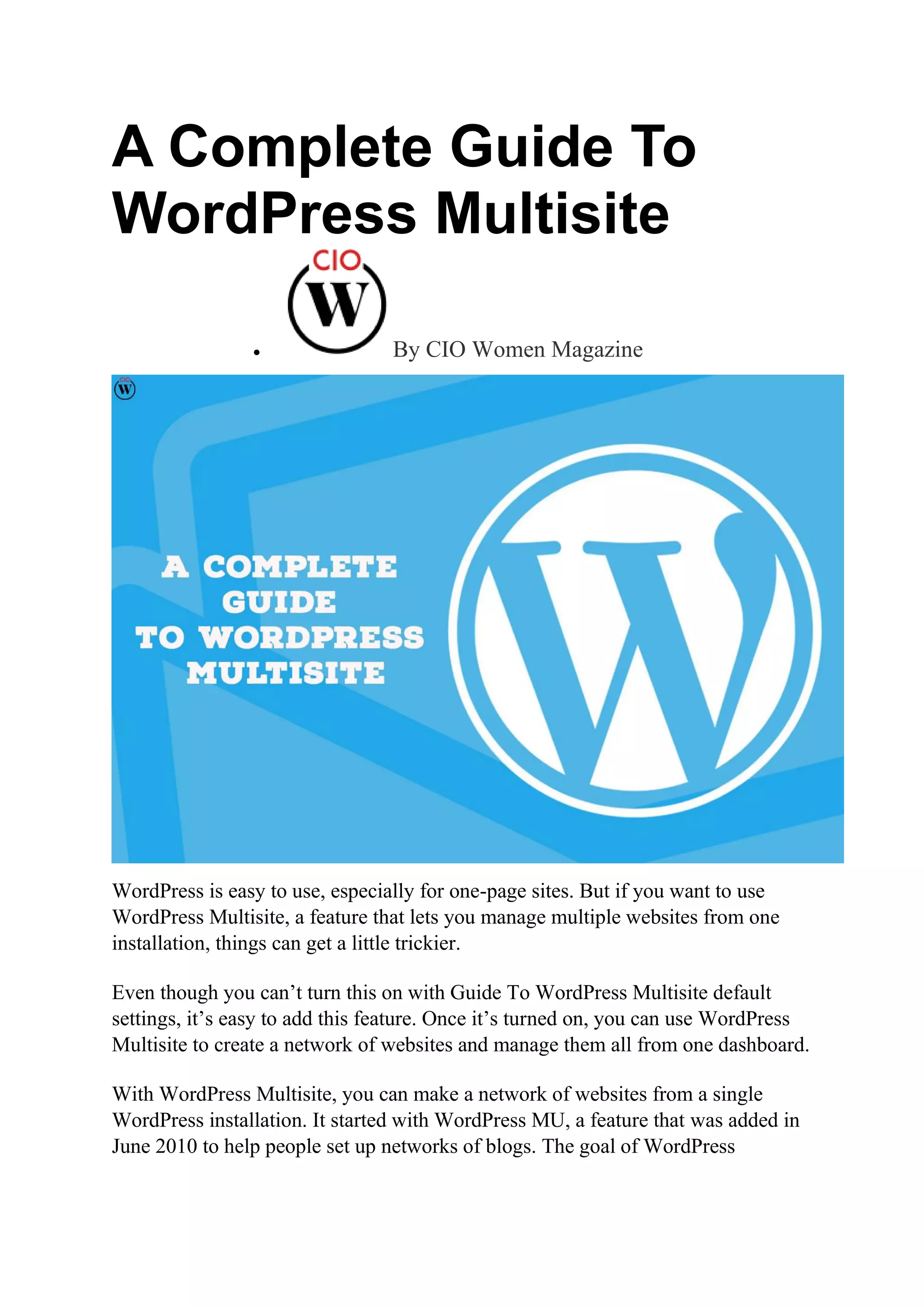 A Complete Guide To WordPress Multisite.pdf