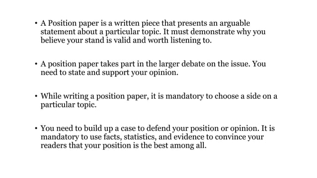 A complete guide to writing a position paper | PPTX | Resume Writing ...
