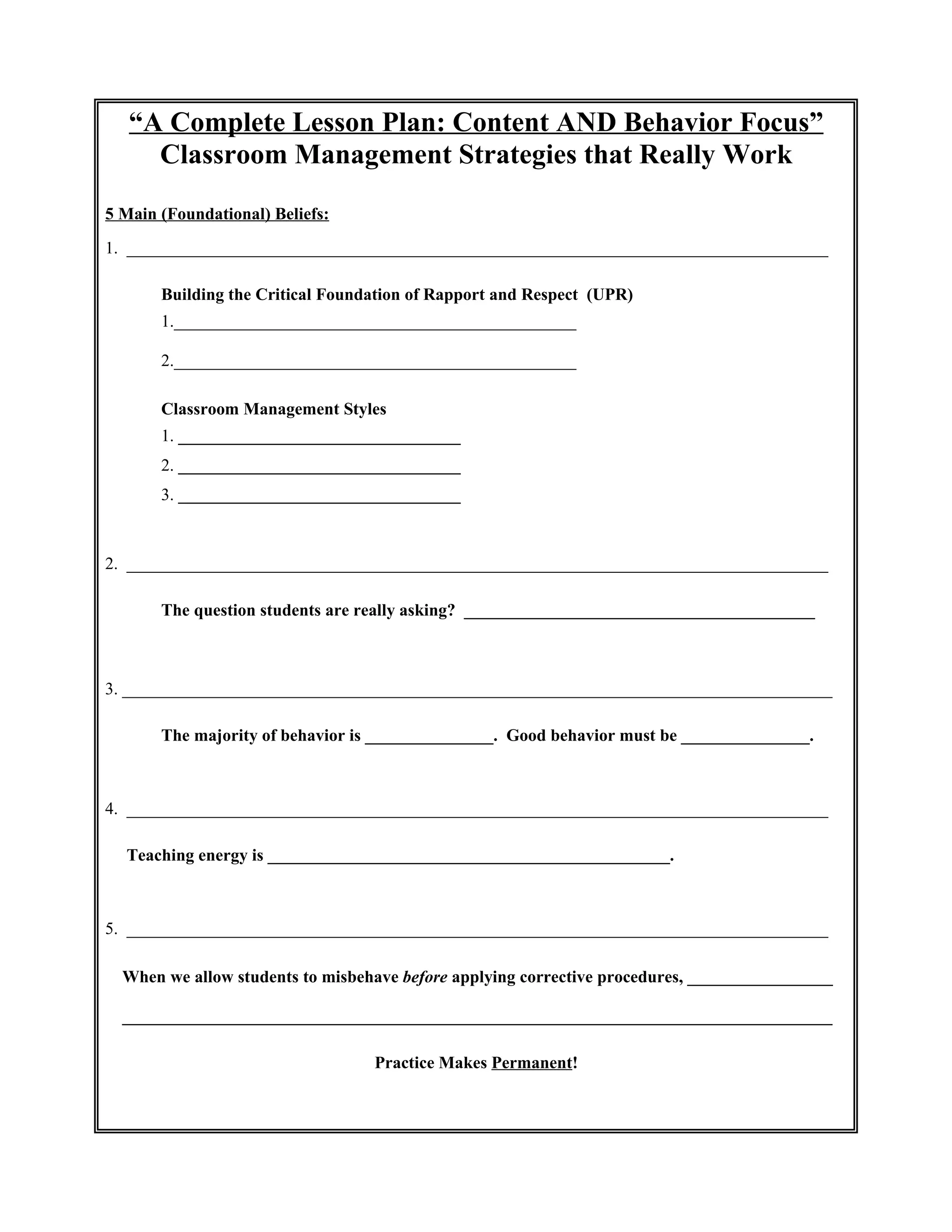 A Complete Lesson Plan Behavior AND Content Focus | PDF