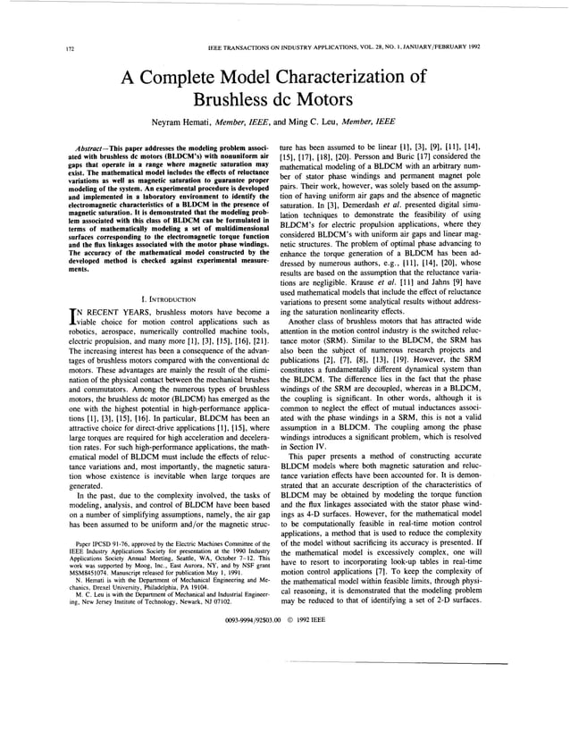 A complete model characterization of brushless dc motors | PDF