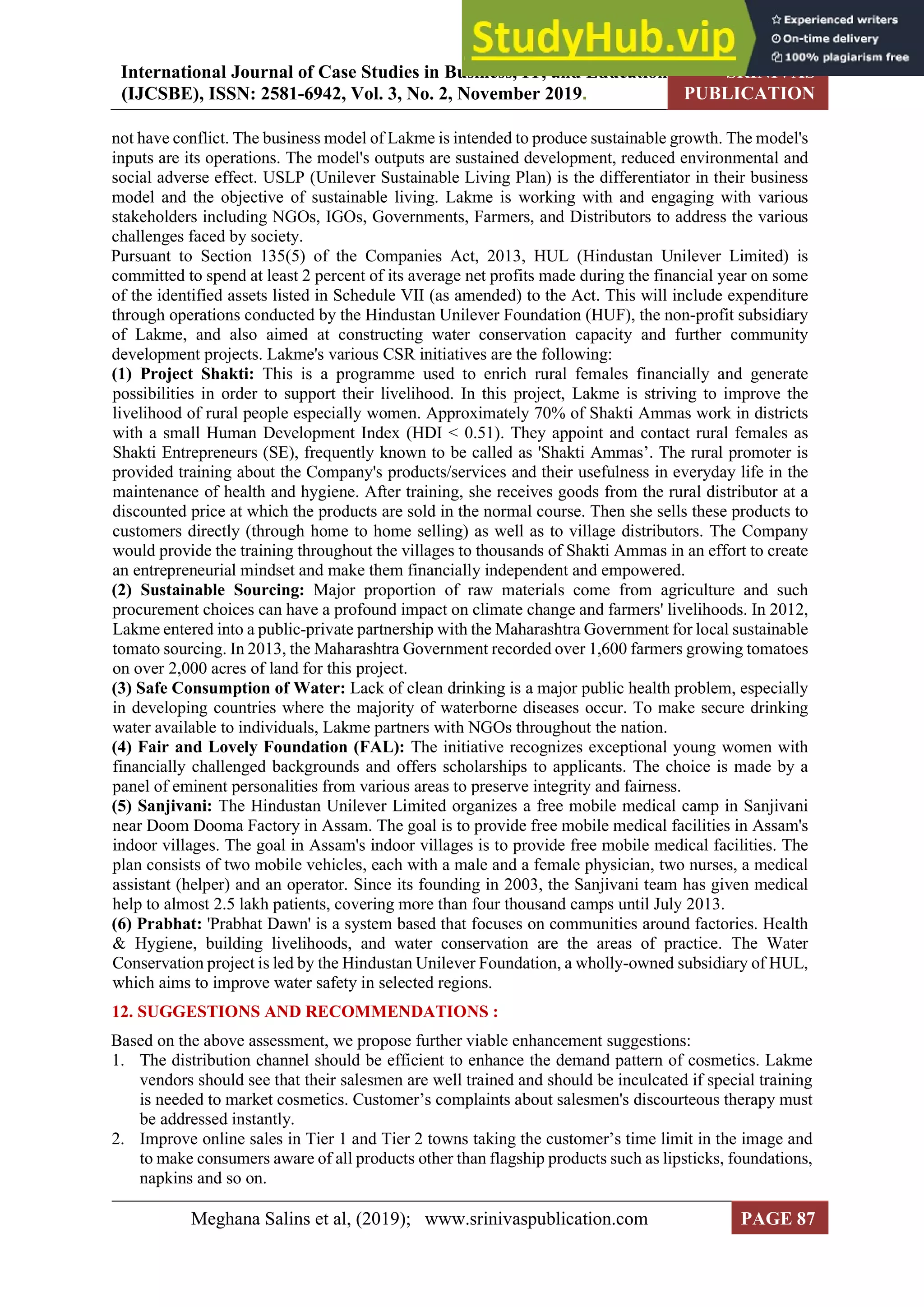 A Comprehensive Analysis Of Top Indian Cosmetic Company LAKME | PDF