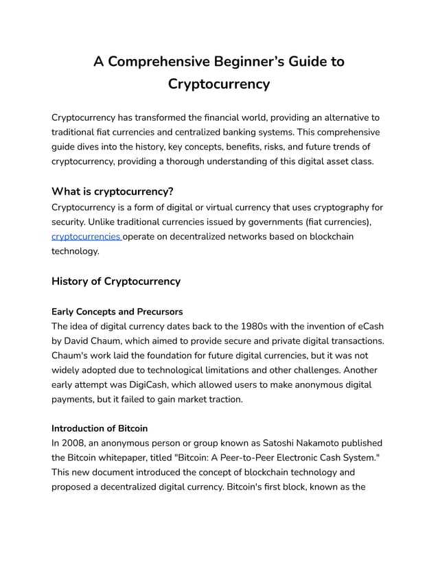 A Comprehensive Beginner’s Guide to Cryptocurrency.pdf | Internet | Computing
