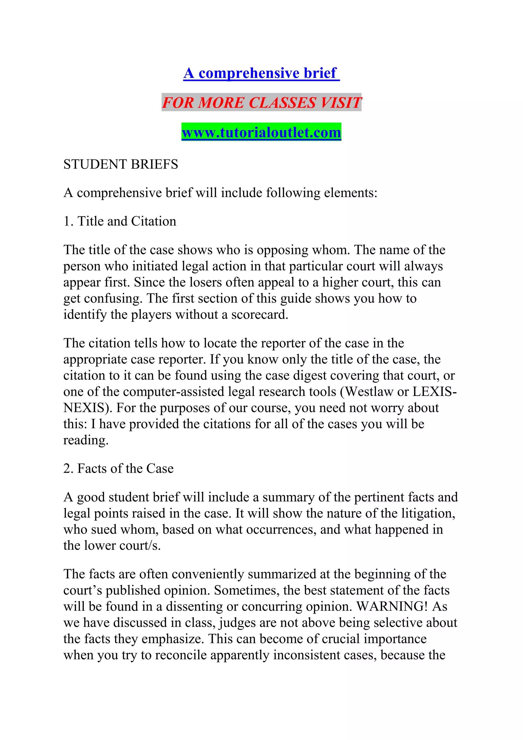 A COMPREHENSIVE BRIEF / TUTORIALOUTLET DOT COM | PDF