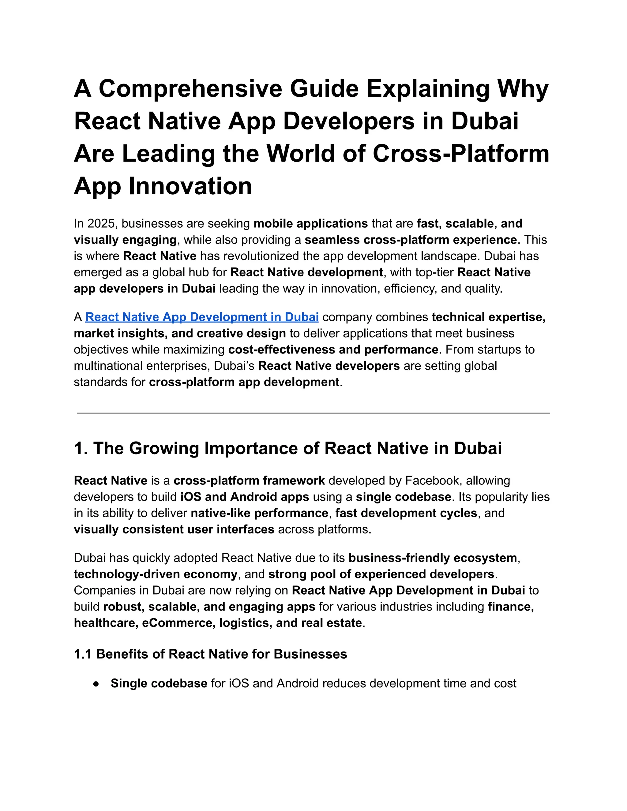 A Comprehensive Guide Explaining Why React Native App Developers in ...