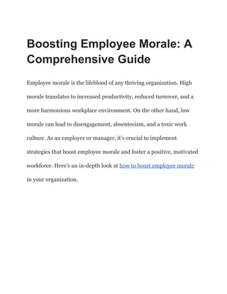 A Comprehensive Guide for Boosting Employee Morale.pdf | Human ...