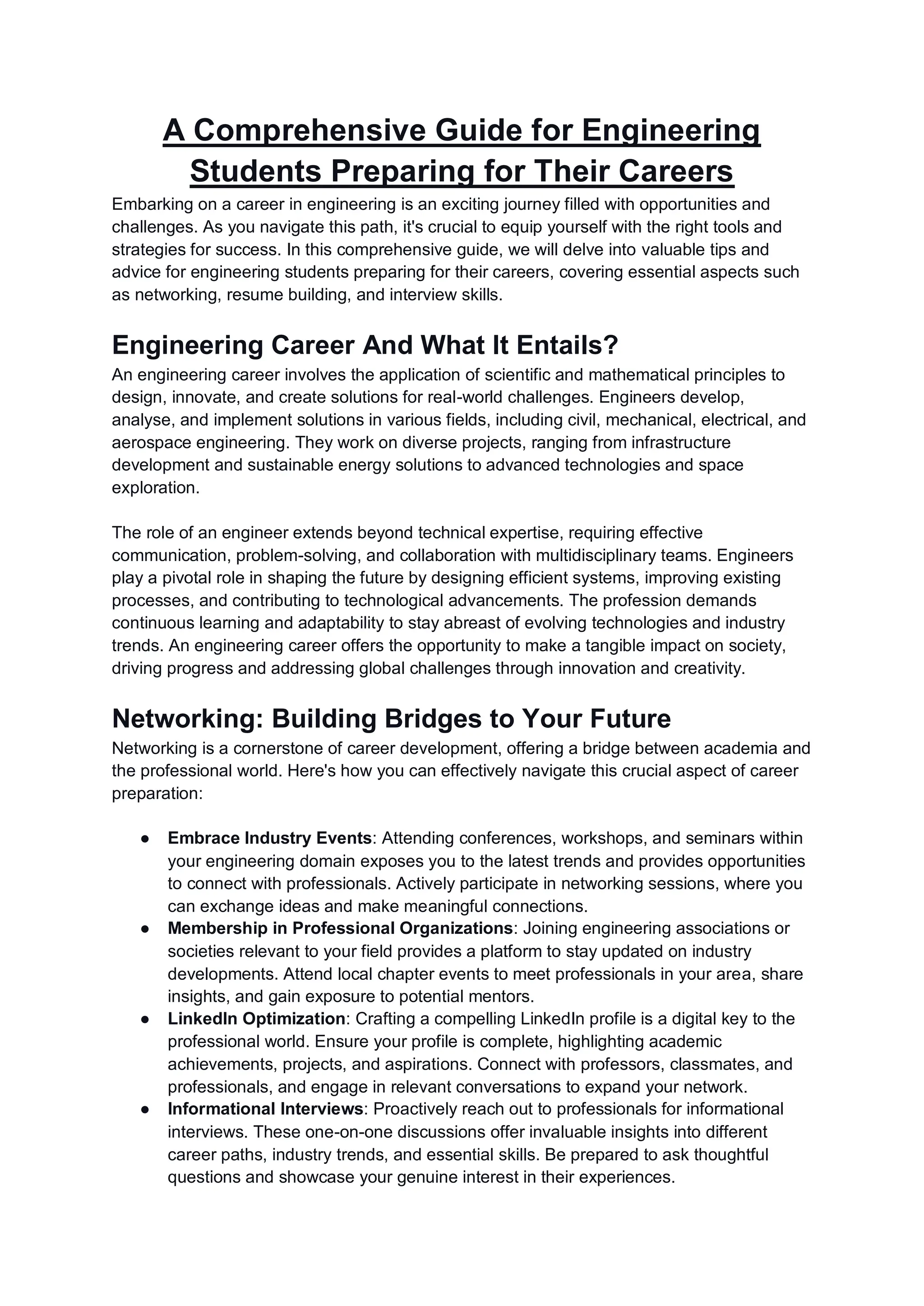 A Comprehensive Guide for Engineering Students Preparing for Their ...