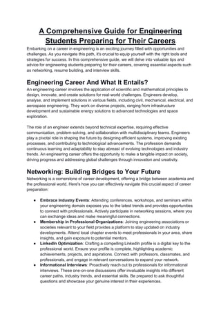A Comprehensive Guide for Engineering Students Preparing for Their ...